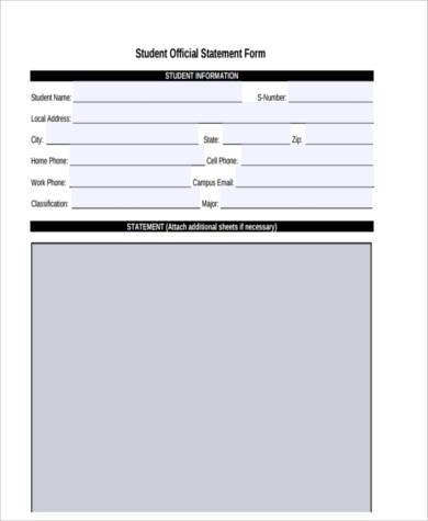 FREE 8+ Sample Student Statement Forms in PDF | MS Word