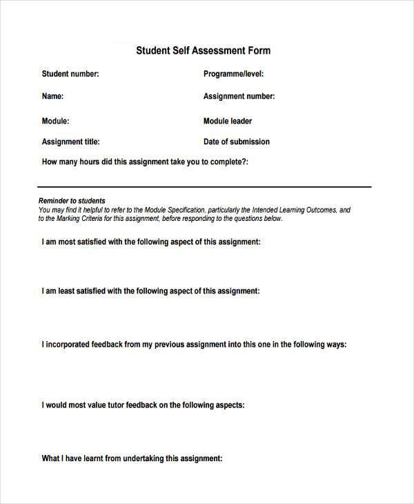 FREE 22+ Sample Self-Assessment Forms in PDF | MS Word | Excel