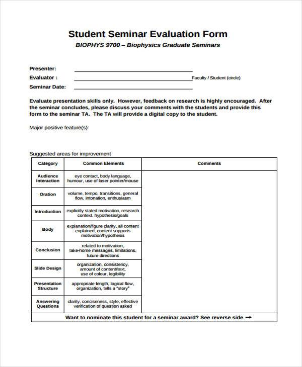 FREE 8+ Seminar Evaluation Forms in PDF | MS Word