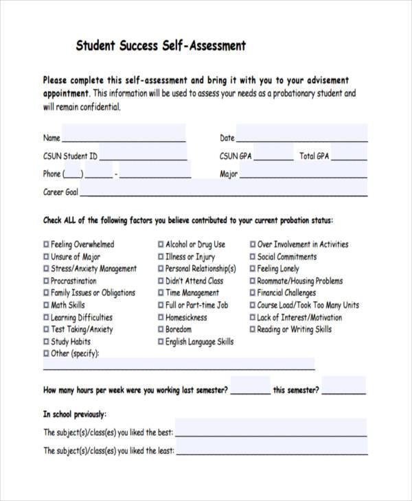 FREE 22+ Sample Self-Assessment Forms in PDF | MS Word | Excel