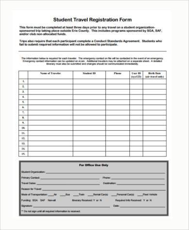 FREE 8+ Sample Travel Registration Forms in PDF | MS Word