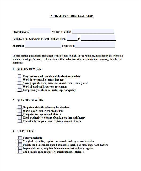 FREE 7+ Work Evaluation Form Samples in PDF