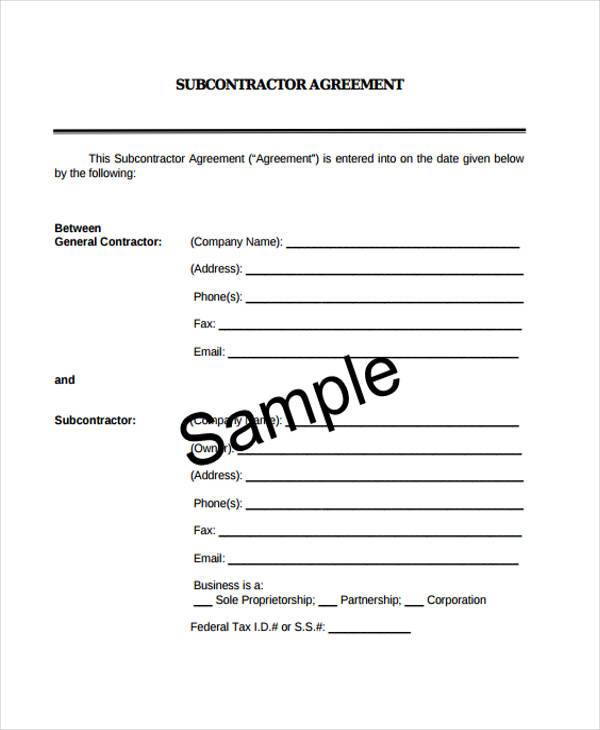 FREE 7+ Sample Subcontractor Contract Forms in PDF | MS Word