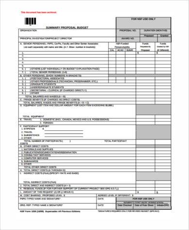 FREE 9+ Sample Proposal Budget Forms in PDF | MS Word | Excel