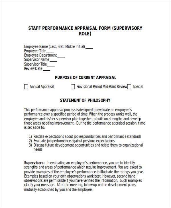 FREE 7+ Sample Supervisor Appraisal Forms in PDF | MS Word