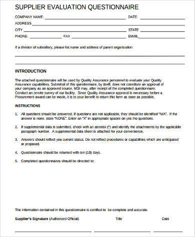 FREE 8+ Supplier Survey Form Samples in MS Word | PDF | Excel