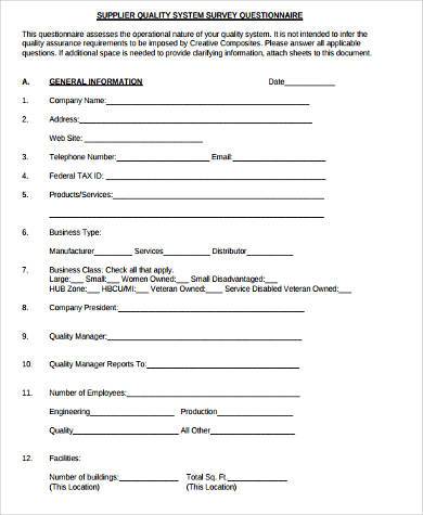 FREE 8+ Supplier Survey Form Samples in MS Word | PDF | Excel