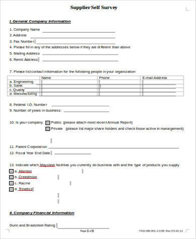 FREE 8+ Supplier Survey Form Samples in MS Word | PDF | Excel