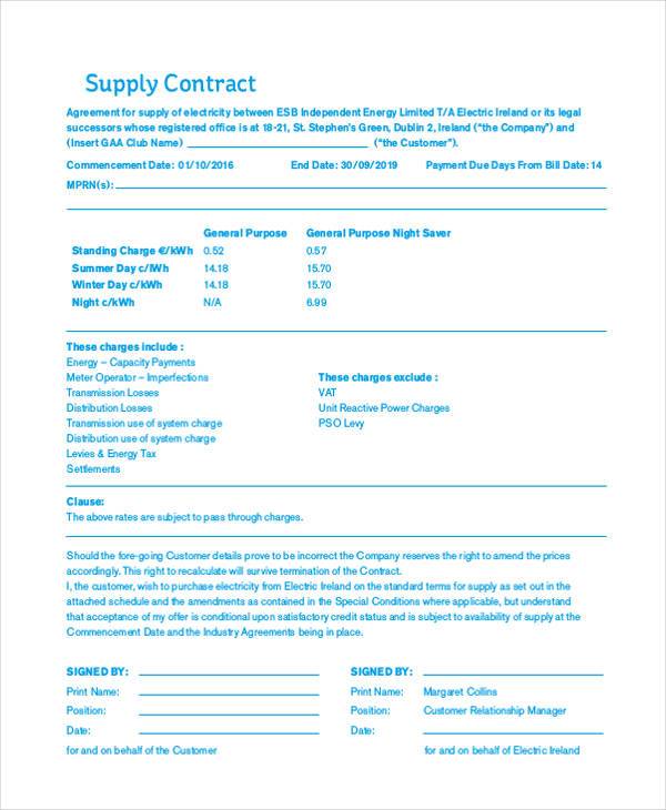 FREE 11+ Supply Contract Form Samples, PDF, MS Word, Google Docs