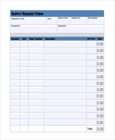 FREE 9+ Sample Supply Request Forms in MS Word | PDF