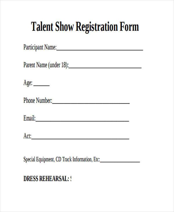 FREE 15+ Talent Show Registration Form Samples, PDF, MS Word, Google Docs