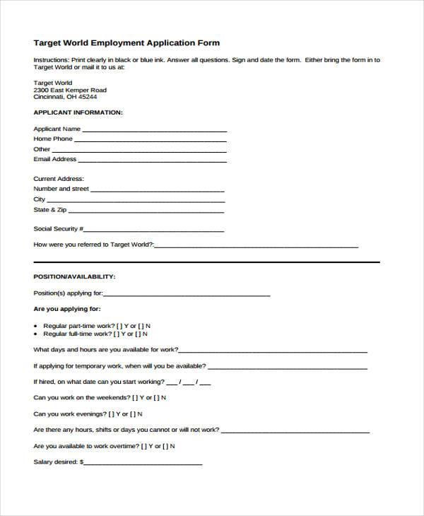 FREE 53+ Employment Form Samples, PDF, MS Word, Google Docs, Excel