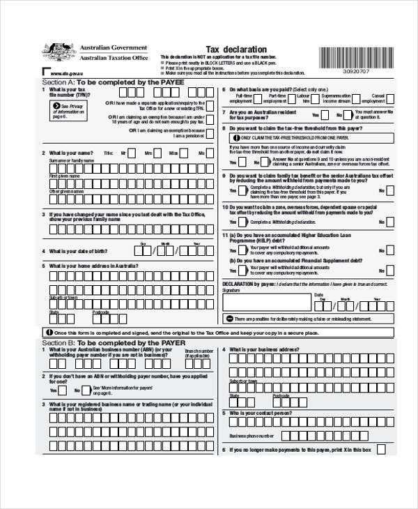 FREE 13 Employment Declaration Form Samples PDF MS Word Google Docs