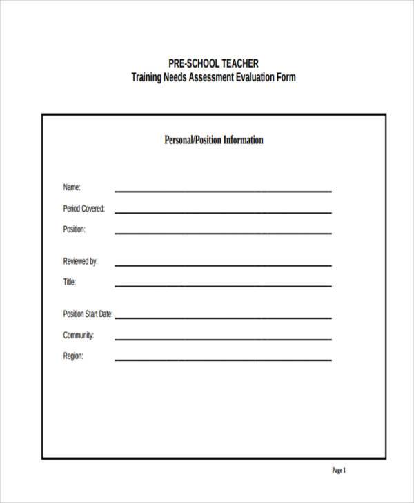 FREE 11+ Assessment Forms for Teachers in PDF | Ms Word | Excel