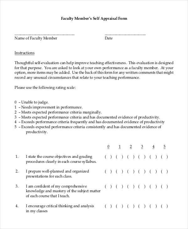 FREE 29+ Sample Appraisal Formats in PDF | MS Word | Excel