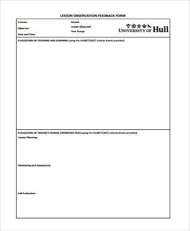 FREE 12+ Teaching Feedback Form Samples, PDF, MS Word, Google Docs