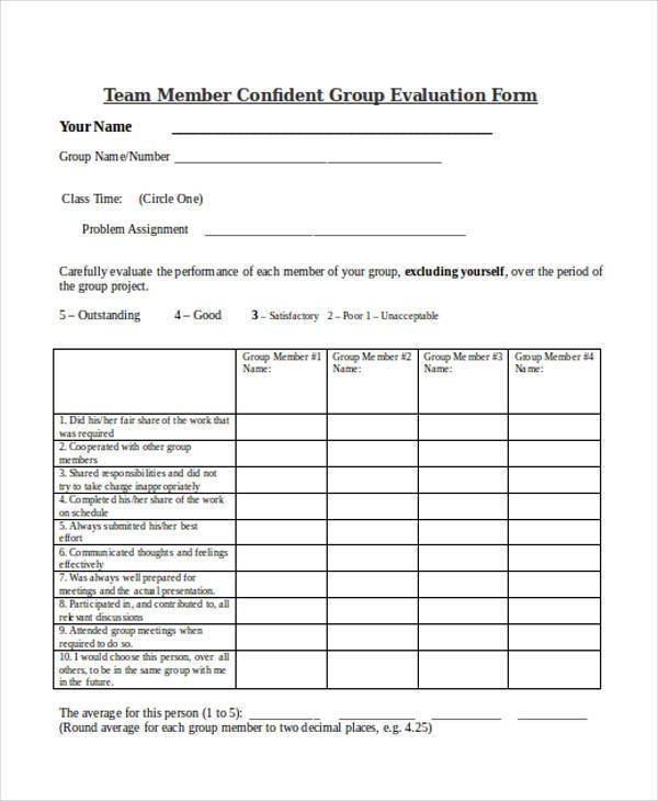 FREE 11+ Group Evaluation Forms in PDF | MS Word | Excel