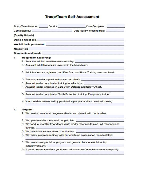 Team Member Self Evaluation Examples