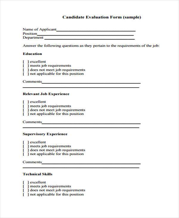 Technical Skills Evaluation Template
