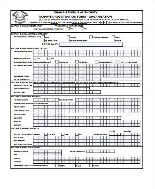 FREE 10+ TIN Registration Form Samples, PDF, MS Word, Google Docs