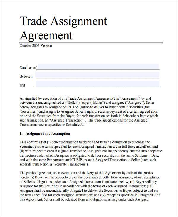 FREE 15+ Assignment Agreement Form Samples, PDF, MS Word, Pages, Google ...