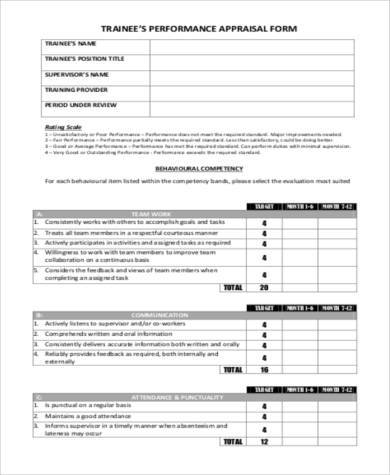 FREE 23+ Simple Appraisal Forms in PDF | MS Word | Excel