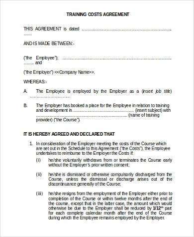 FREE 14+ Training Agreement Form Samples, PDF, MS Word, Google Docs