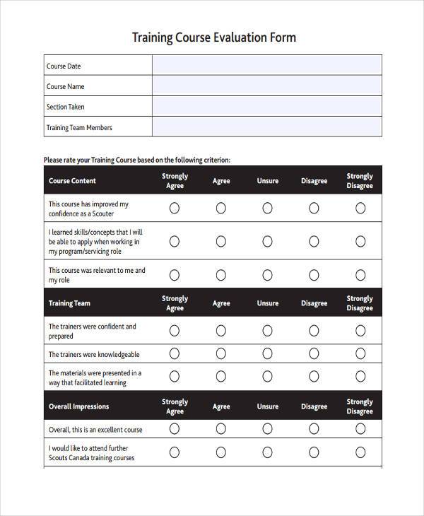 FREE 9 Course Evaluation Forms In PDF MS Word Excel