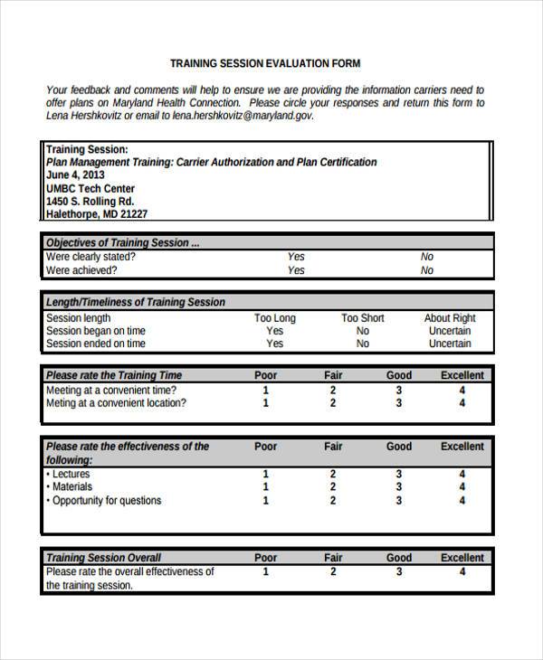 FREE 9+ Training Evaluation Forms in PDF | MS Word