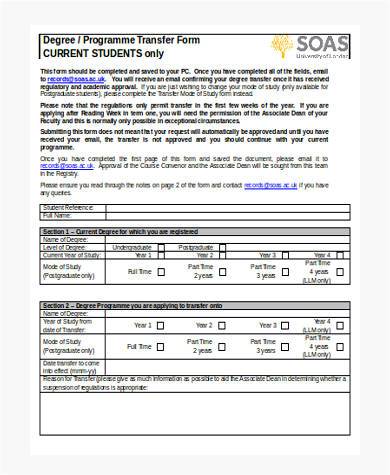 FREE 9+ Sample Transfer Application Forms in PDF | MS Word | Excel