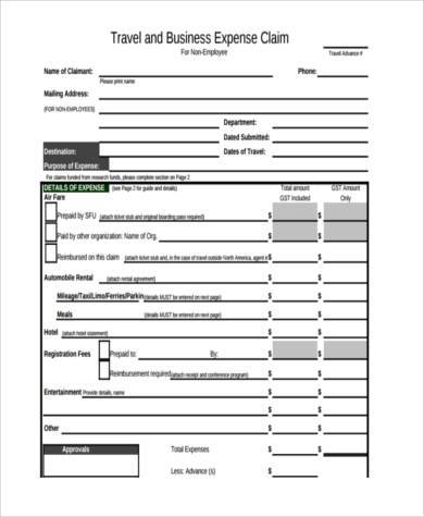 FREE 7+ Sample Business Expense Claim Forms in PDF | MS Word
