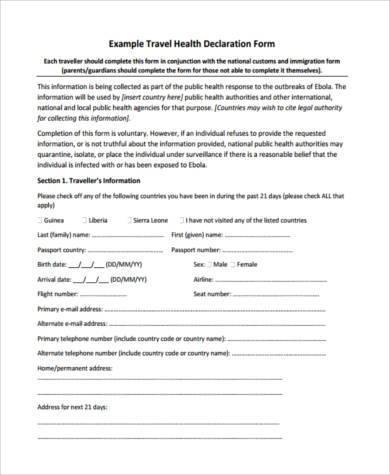 FREE 13+ Health Declaration Form Samples, PDF, MS Word, Google Docs, Excel
