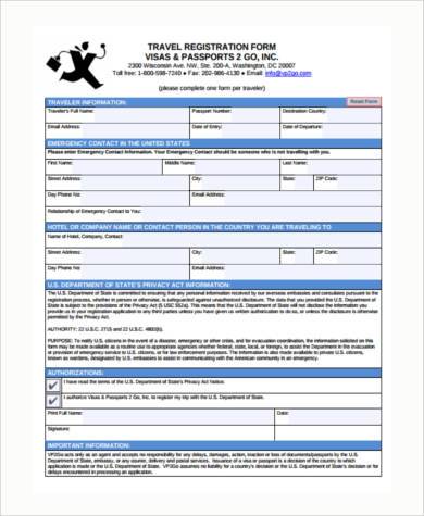 FREE 8+ Sample Travel Registration Forms in PDF | MS Word