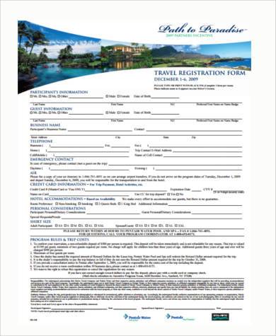 FREE 8+ Sample Travel Registration Forms in PDF | MS Word