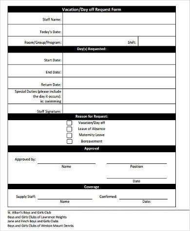 FREE 12+ Day Off Request Form Samples, PDF, MS Word, Google Docs