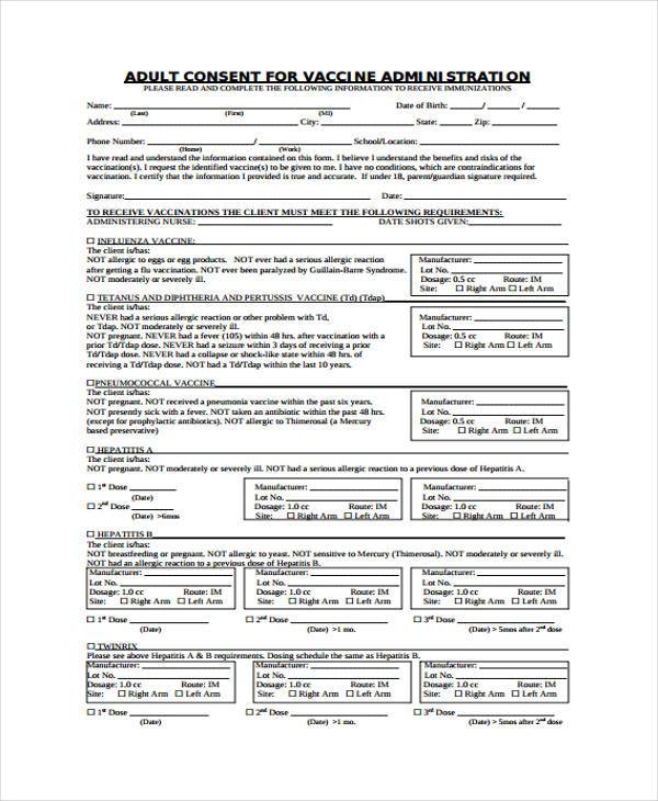 FREE 7+ Sample Vaccine Consent Forms in PDF | MS Word