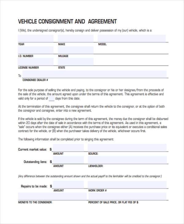 FREE 15 + Consignment Agreement Form Samples, PDF, MS Word, Google Docs