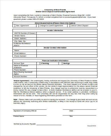 FREE 7+ Sample Vendor Direct Deposit Forms in PDF | MS Word