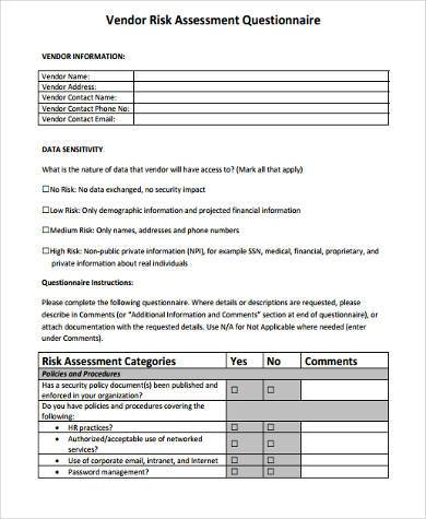 FREE 10+ Sample Vendor Assessment Forms in PDF | MS Word | Excel