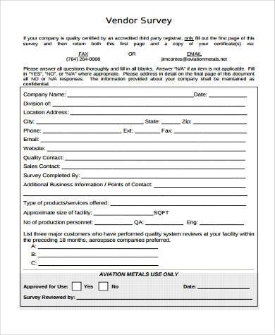 FREE 8+ Supplier Survey Form Samples in MS Word | PDF | Excel