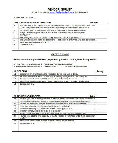 FREE 8+ Vendor Survey Forms in PDF | MS Word