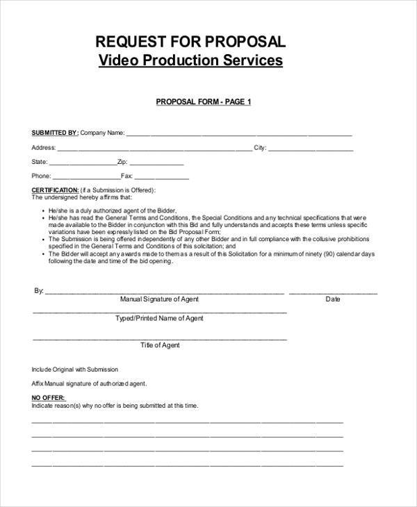 FREE 8 Video Proposal Forms In PDF MS Word