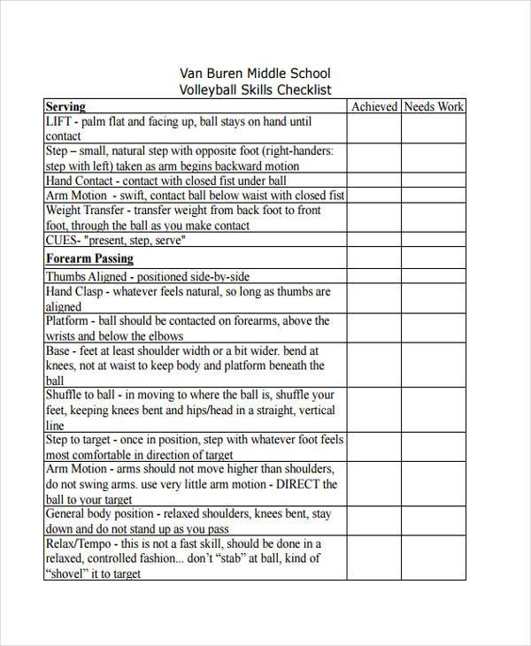 FREE 8+ Sample Volleyball Evaluation Forms in PDF | MS Word