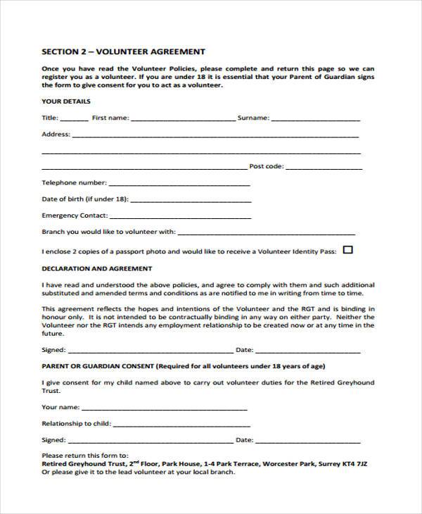 FREE 10+ Volunteer Agreement Forms in PDF | MS Word