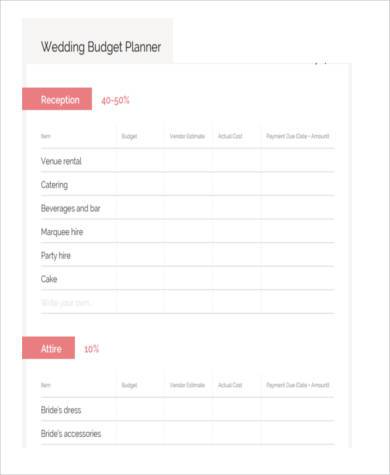 FREE 7+ Sample Wedding Budget Forms in PDF | MS Word