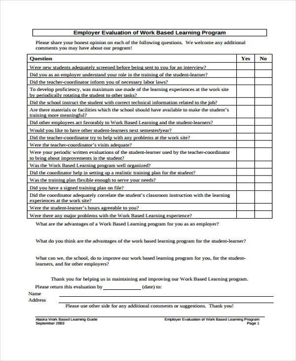 FREE 10+ Employer Evaluation Forms in PDF | Excel | MS Word