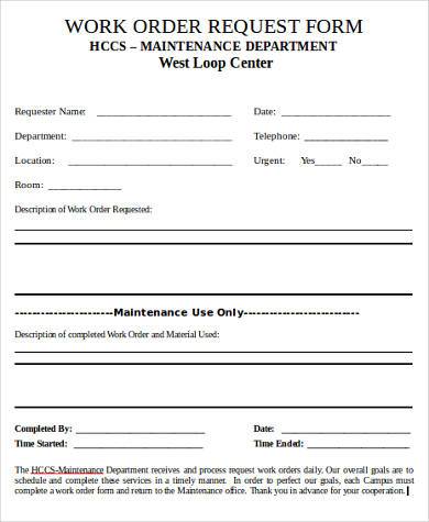 FREE 9+ Sample Work Request Forms in PDF | MS Word