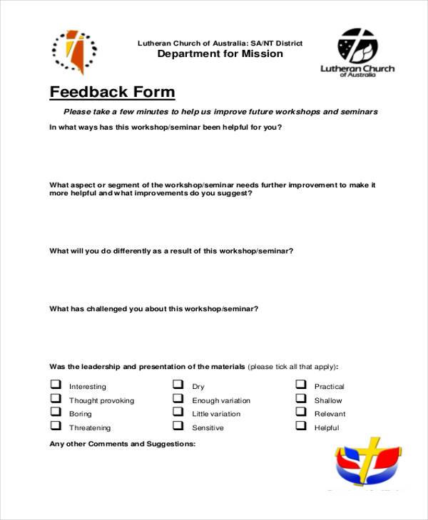 FREE 8+ Sample Seminar Feedback Forms in PDF | MS Word