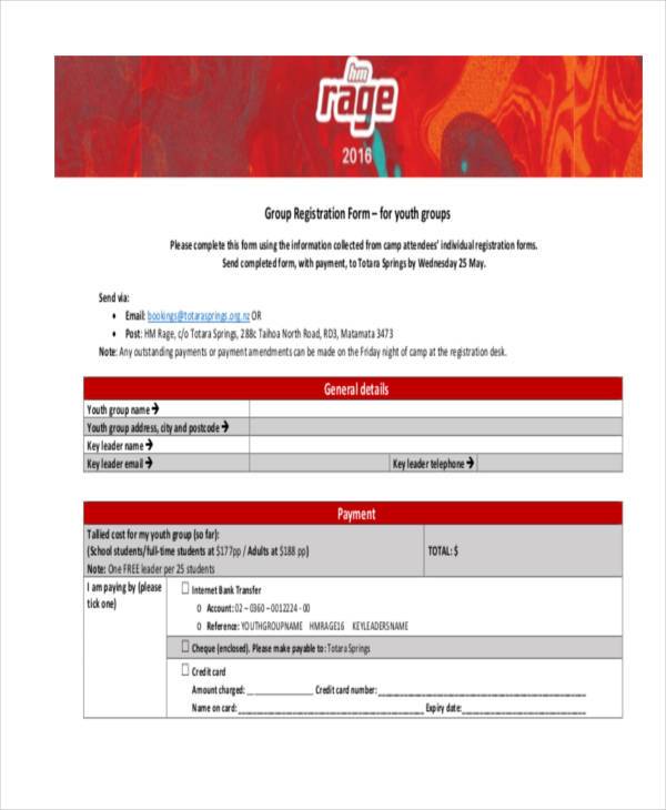 FREE 12+ Youth Group Registration Form Samples, PDF, MS Word, Google Docs