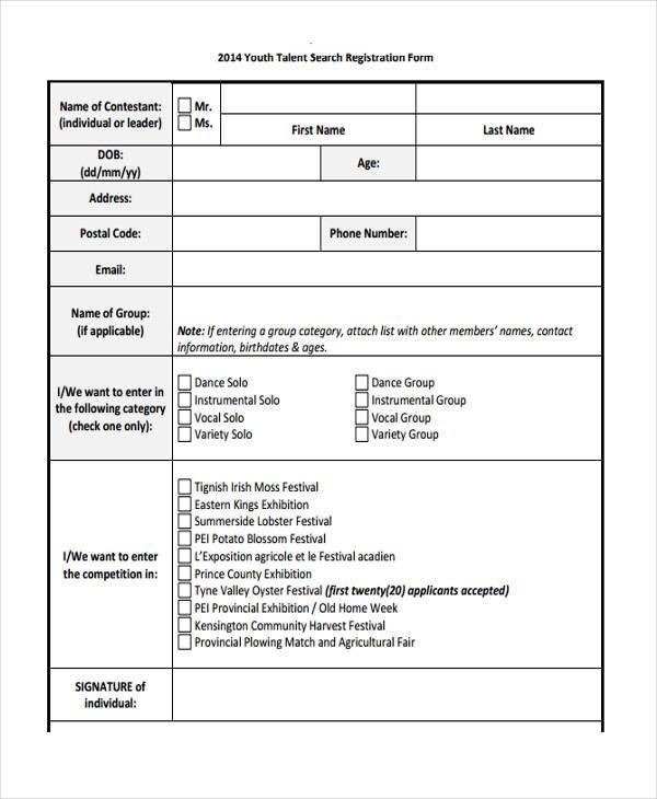 FREE 15+ Talent Show Registration Form Samples, PDF, MS Word, Google Docs